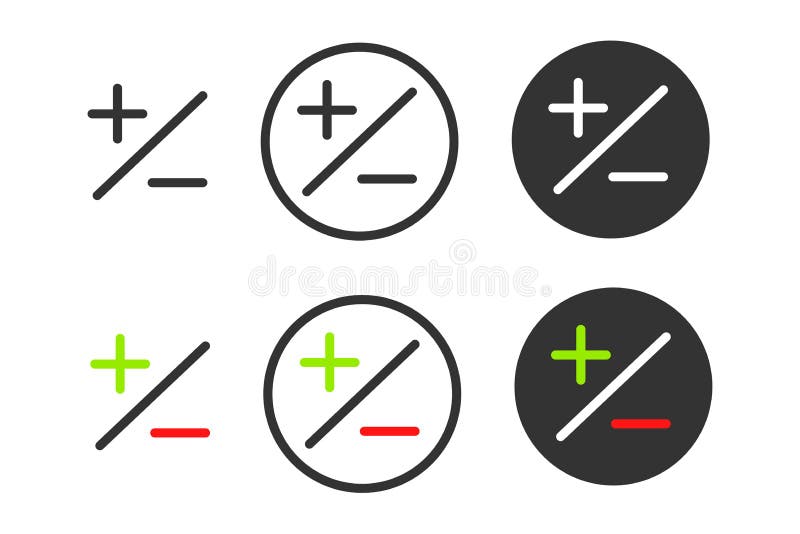 Plus - Minus Icon. Positive and Negative Symbol. Sign Calculator Vector ...