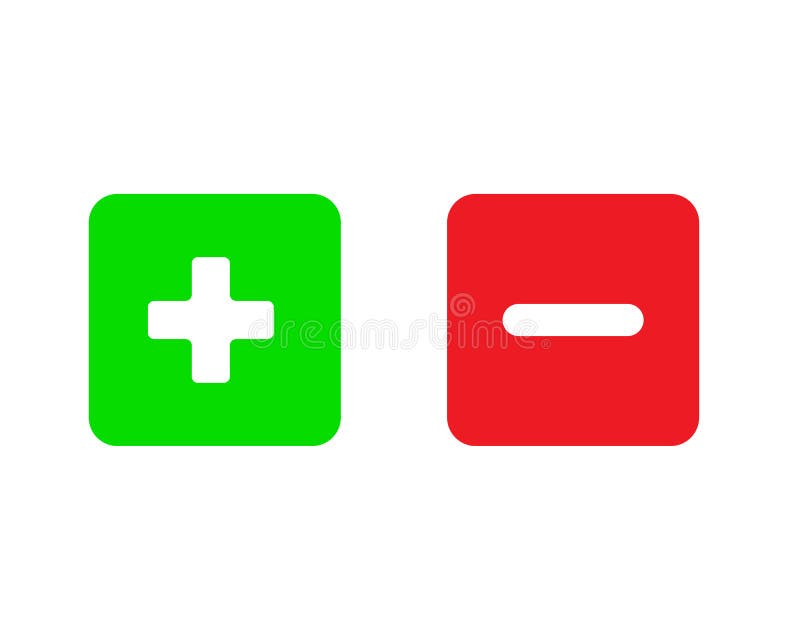Plus and Minus Icon Set. Vector Illustration in Flat Simple Design for ...