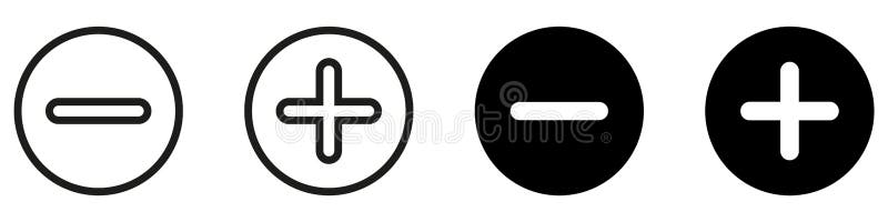 Plus and Minus Icon Shape Button Set. Add, Zoom, Cross, Positive Logo ...