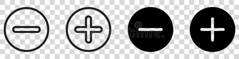Plus and Minus Icon Shape Button Set. Add, Zoom, Cross, Positive Logo ...