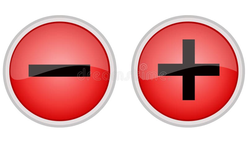 Set of Square Plus Sign, Exclamation Point, Minus Sign Icons, Buttons ...