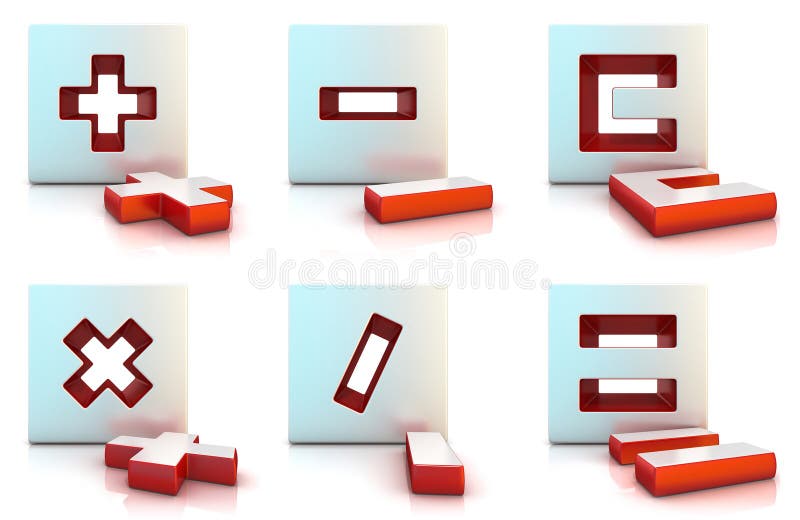 Plus, Minus, Multiply, Divide, Equally and Clear Sign Stock ...