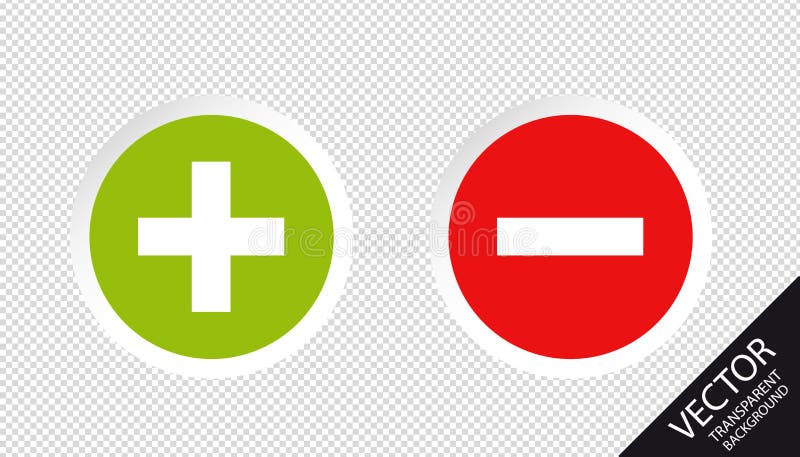 Plus and Minus Set - Vector Illustration - Isolated on Transparent ...