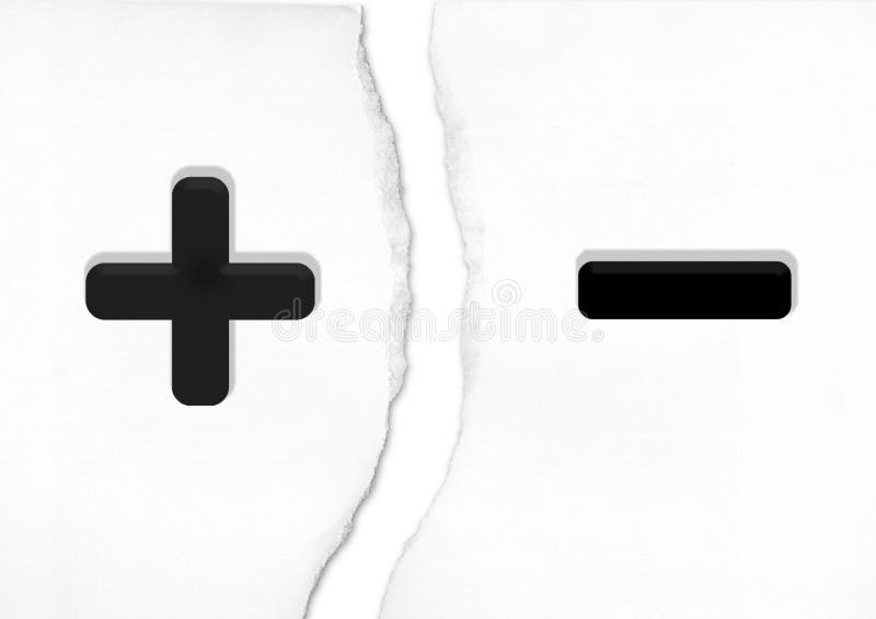 Plus and Minus Signs and Puzzle Pieces on a Yellow Background. Positive ...