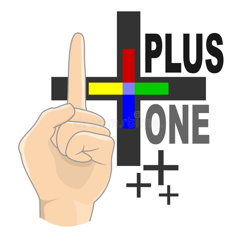 Plus One +1 Hand Gesture Colorful Sign Stock Vector - Illustration of ...