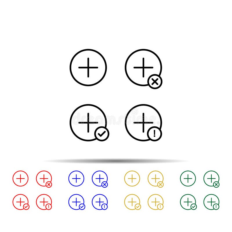 Plus, Plus, Check, Minus, Exclamation Sign Multi Color Style Icon ...