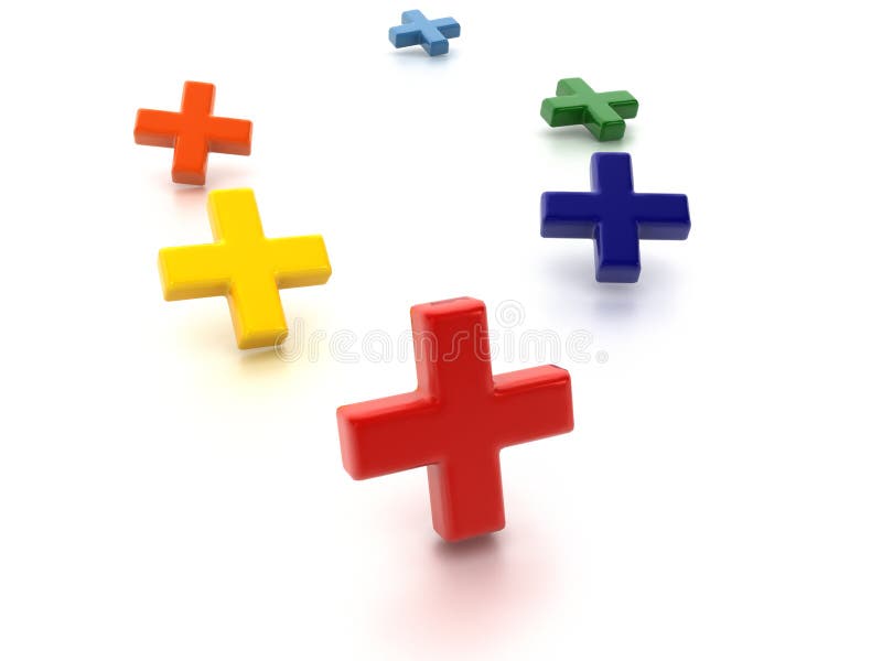 3d colorful plus sign stock illustration. Illustration of shape - 22330054