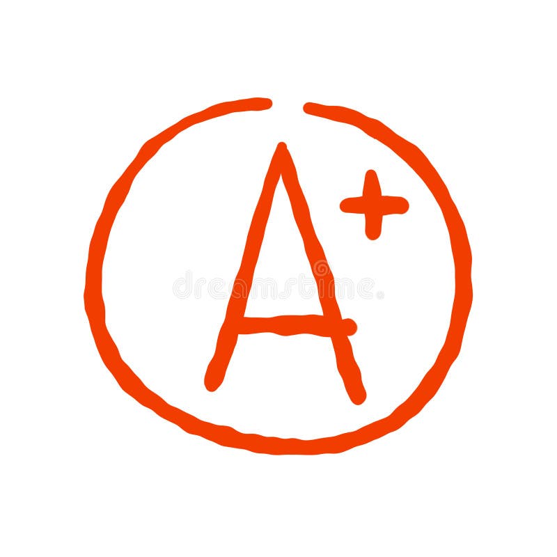 A Plus Red Grade Mark. School Excellent Test and Exam. Stock Vector ...