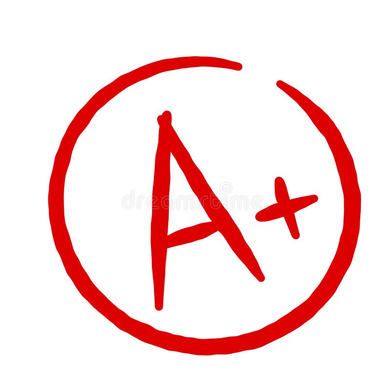 A Plus Red Grade Mark. School Excellent Test Stock Vector ...