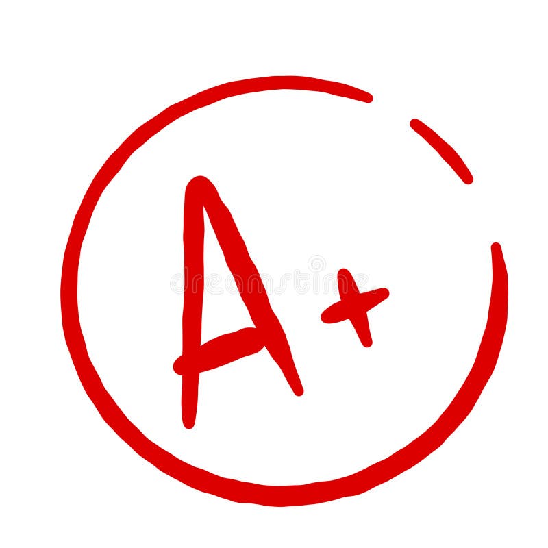 A Plus Red Grade Mark. School Excellent Test Stock Vector ...