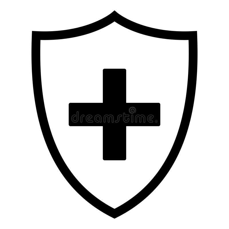 Plus and shield stock vector. Illustration of symbol - 180912034