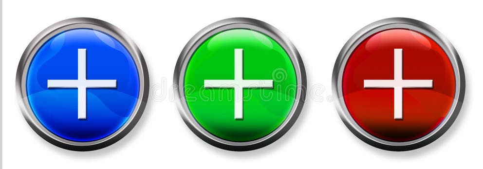 Plus Sign 3-D RGB Button stock illustration. Illustration of background ...