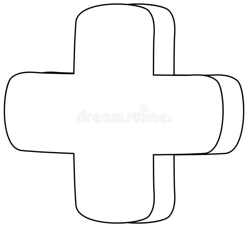 Plus Sign Black and White Doodle Character Stock Vector - Illustration ...