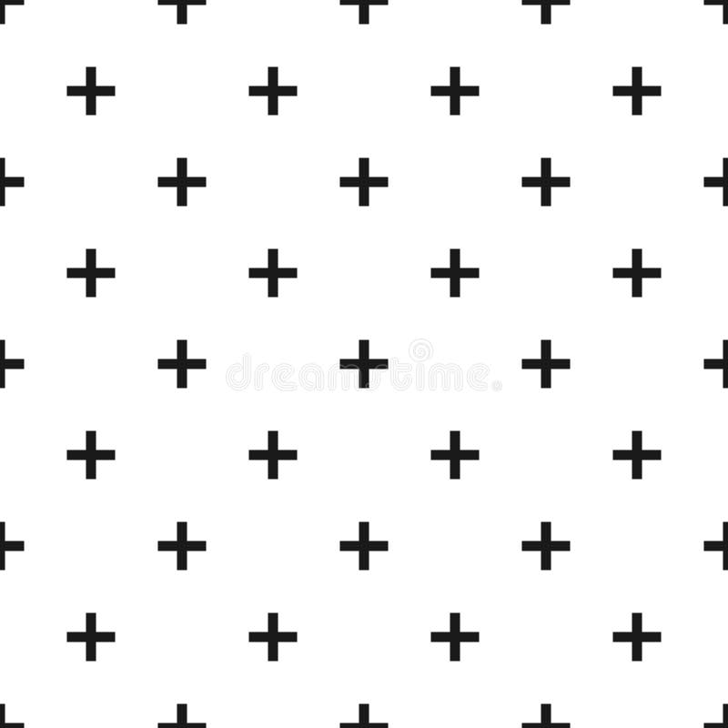Plus Sign Black and White Seamless Pattern Stock Vector - Illustration ...