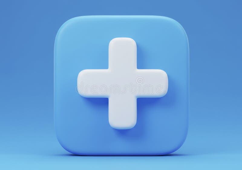 Plus Sign on Blue Rounded Square Icon Addition Concept Stock ...