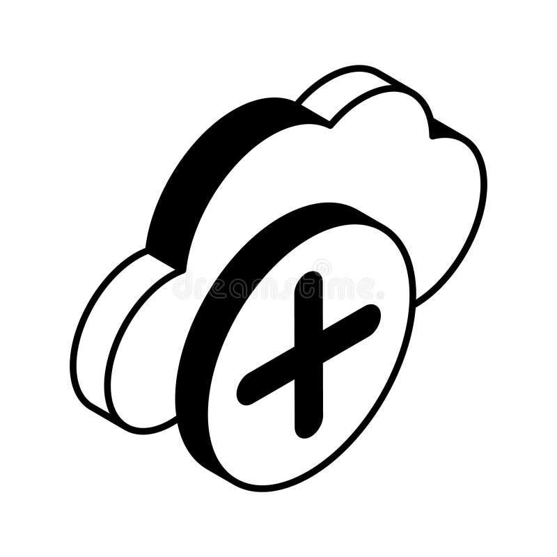 Plus Sign with Cloud Showing Isomeric Icon of Cloud Add Stock Vector ...