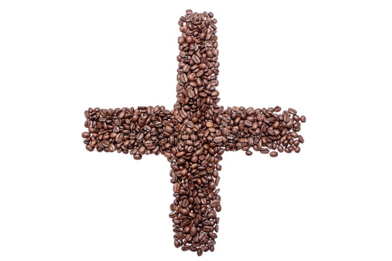 Plus Sign of Coffee Beans, Isolated on White Background Stock Photo ...