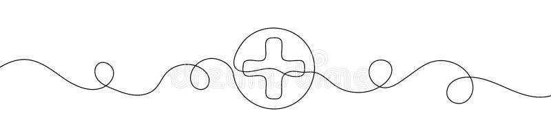 Plus Sign in Continuous Line Drawing Style. Line Art of a Plus Sign ...