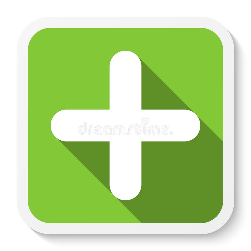 Plus Sign Icon, Button. Flat Square Positive Symbol Sticker Stock ...