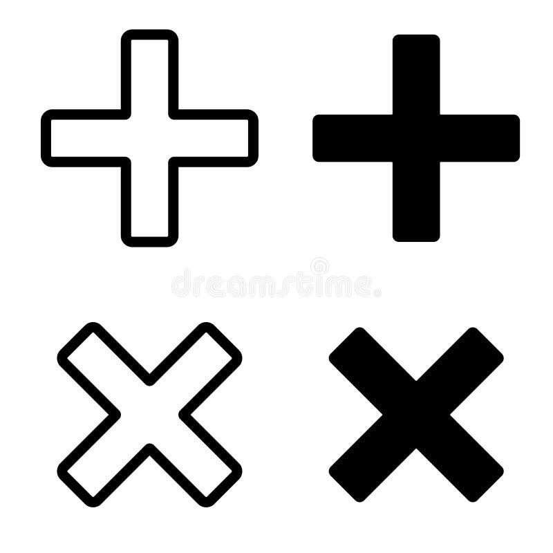 Plus and cross icon stock illustration. Illustration of button - 114718064