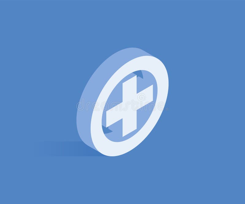 Plus Sign Isometric Icon. Vector Illustration for Web Design in Flat ...