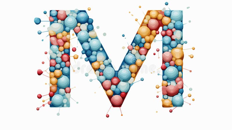 Plus Sign and Letter M Made of Molecules Vector Stock Illustration ...