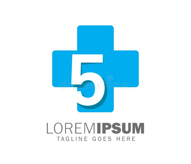 Plus Sign and Number Five Logo Vector Stock Vector - Illustration of ...