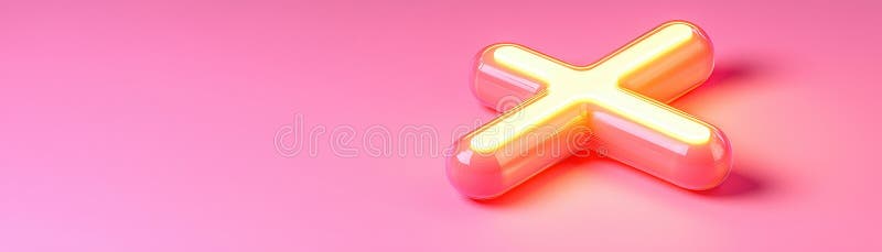 Plus Sign Symbol with a Bright Glow Minimalistic Setting Topdown View ...