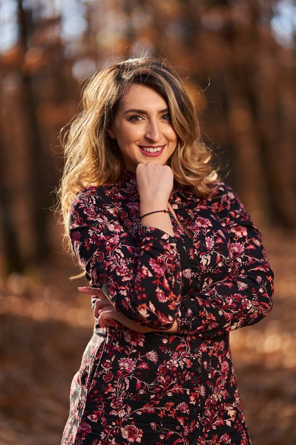 Size Plus Woman in a Forest in the Autumn Stock Image - Image of model ...