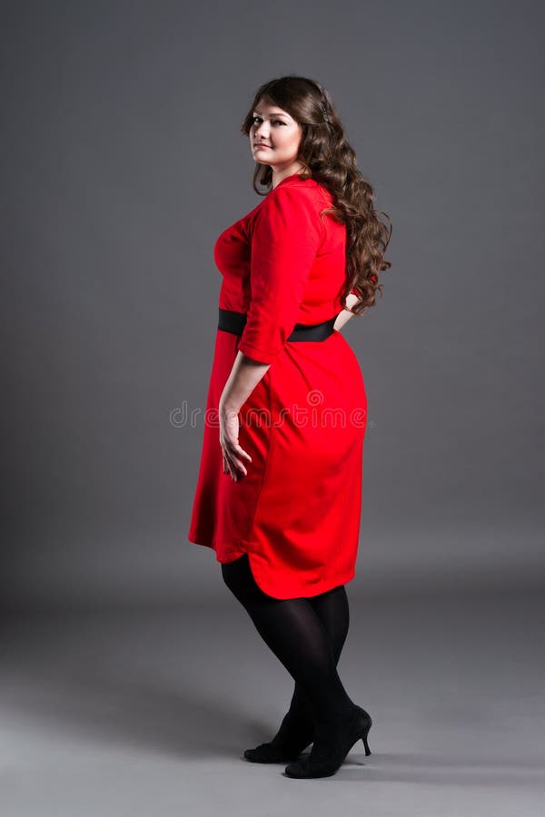 Plus Size Model In Underwear Fat Woman On Gray Background Overweight