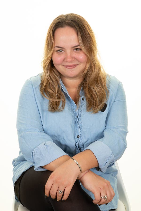 Plus Size Model Blonde Young Woman with Long Hair Blond Posing in ...