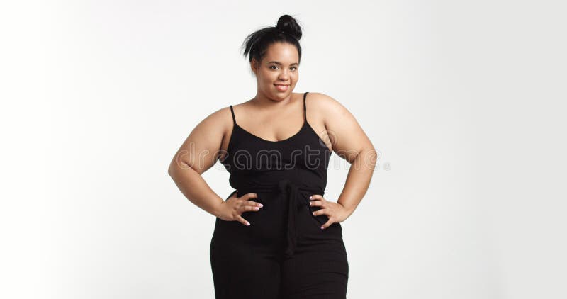 Plus Size Model in Studio Shoot Stock Photo - Image of young, happy ...