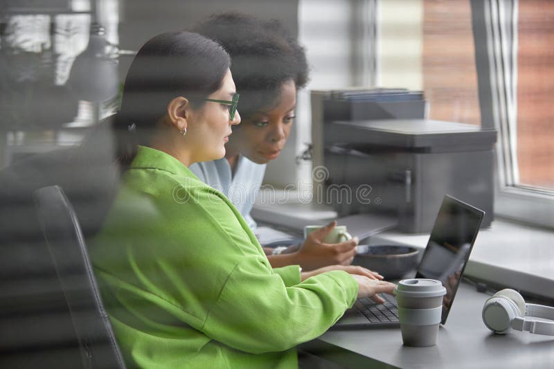 Plus Size Programmers Reading Computer Screen Debugging Code Stock ...