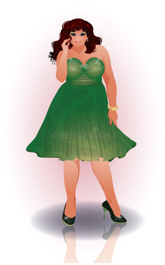 Plus Size Shopping Woman Vector Stock Vector Illustration Of Sandals