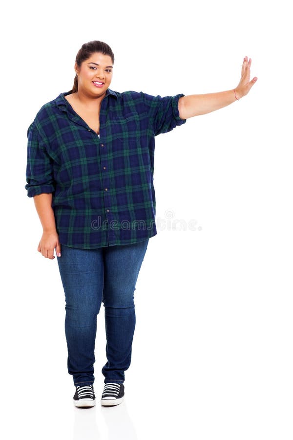 Plus size woman presenting stock image. Image of beautiful - 30348471