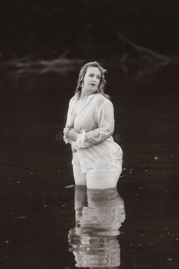 Plus Size Woman in the Lake Stock Image - Image of cute, people: 157584511