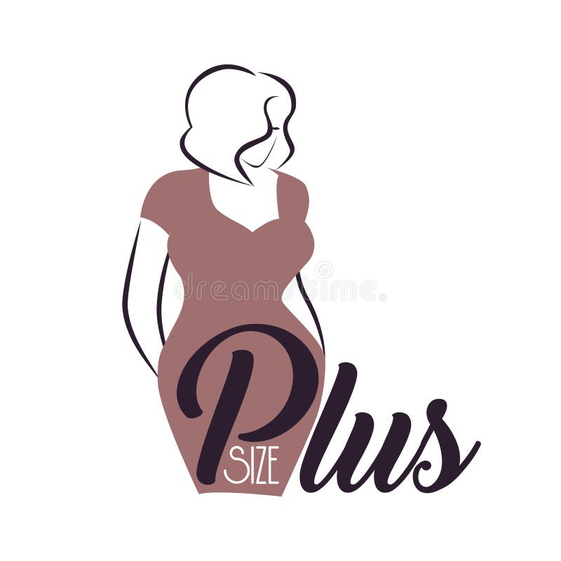 Plus Size Woman Silhouette Logo Stock Vector - Illustration of clothing ...