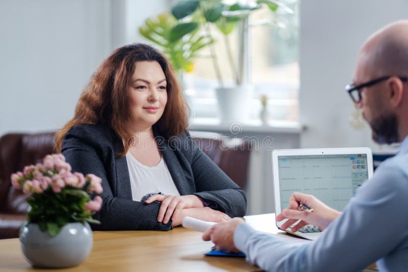 Plus Size Woman Attending Job Interview Stock Image - Image of adult ...