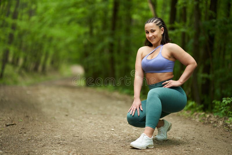 Plus Size Runner Female In The Forest Stock Image - Image of girl ...