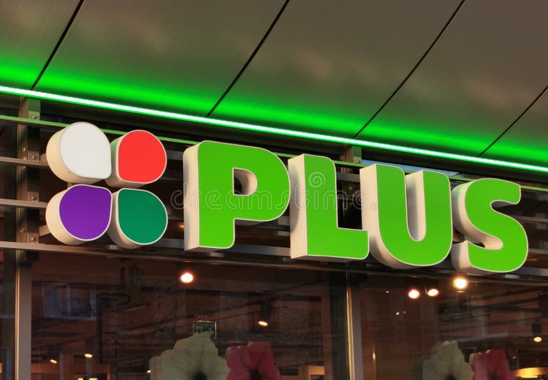 Plus Supermarket Logo on Storefront Editorial Stock Photo - Image of ...