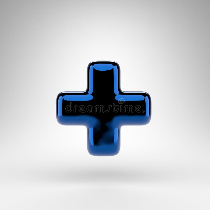 Chrome Plus Symbol. 3D Render Shiny Metal Font Isolated on Black ...