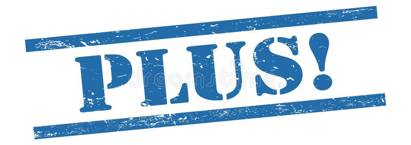 PLUS! Text on Blue Grungy Lines Stamp Stock Illustration - Illustration ...