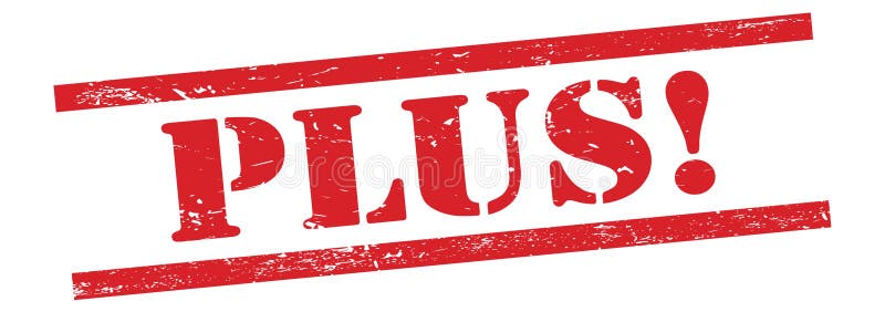 PLUS! Text on Red Grungy Lines Stamp Stock Illustration - Illustration ...