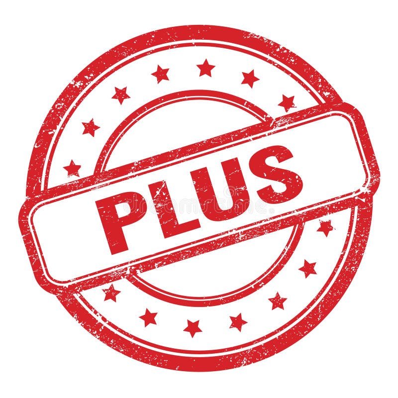 PLUS Text on Red Grungy Vintage Round Stamp Stock Illustration ...