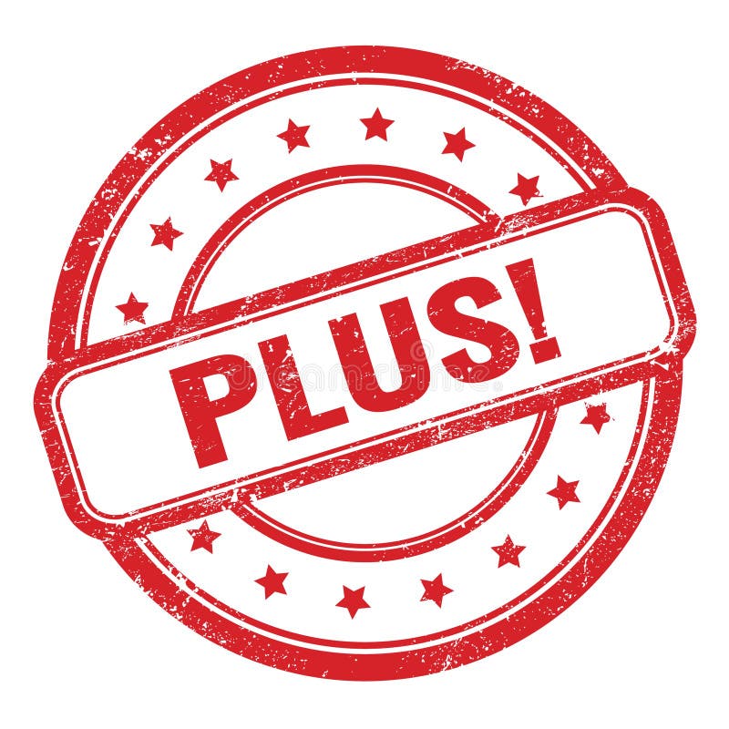 PLUS! Text on Red Grungy Vintage Round Stamp Stock Illustration ...