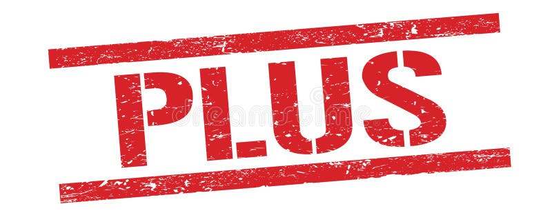 PLUS Text on Red Vintage Lines Stamp Stock Illustration - Illustration ...