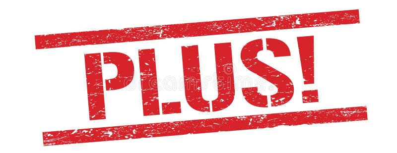 PLUS! Text on Red Vintage Lines Stamp Stock Illustration - Illustration ...