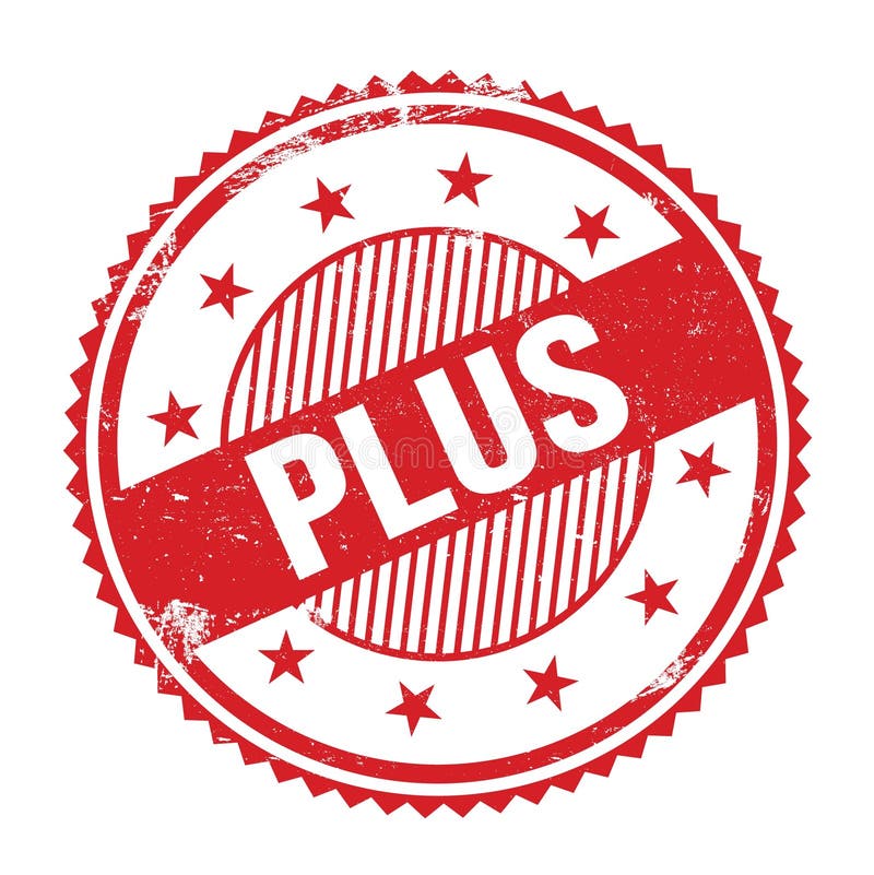 PLUS Text Written on Red Grungy Round Stamp Stock Illustration ...