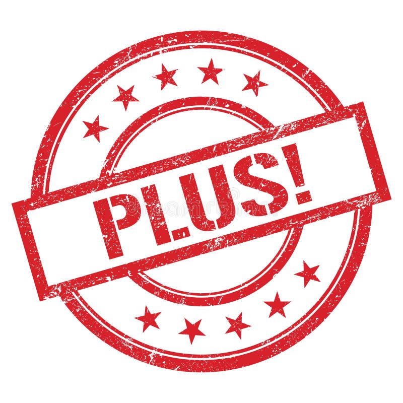 PLUS! Text Written on Red Vintage Stamp Stock Illustration ...