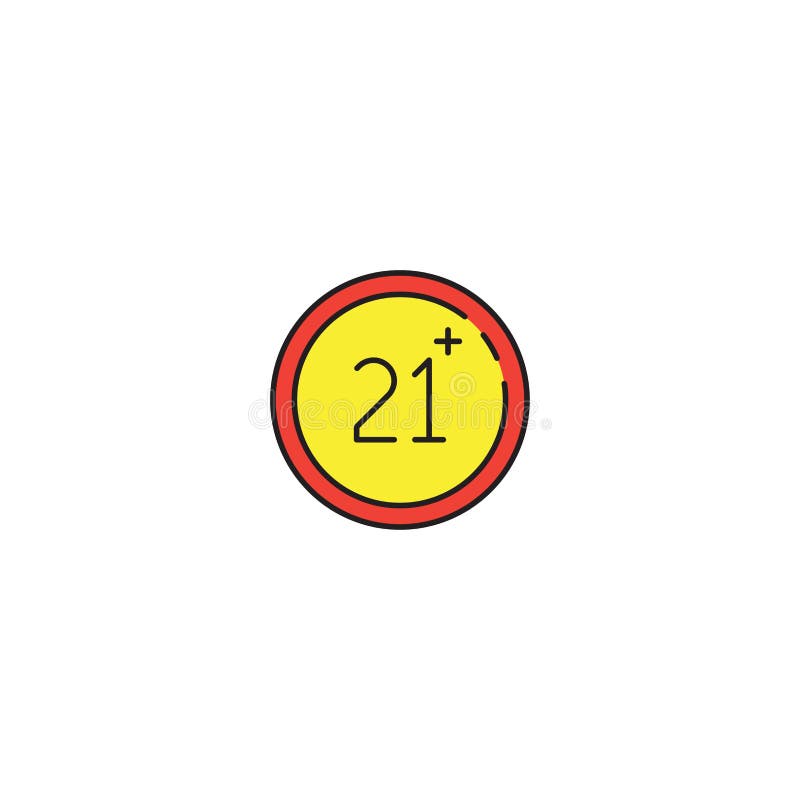 21 Plus Years Old Sign Vector Icon Symbol Isolated on White Background ...